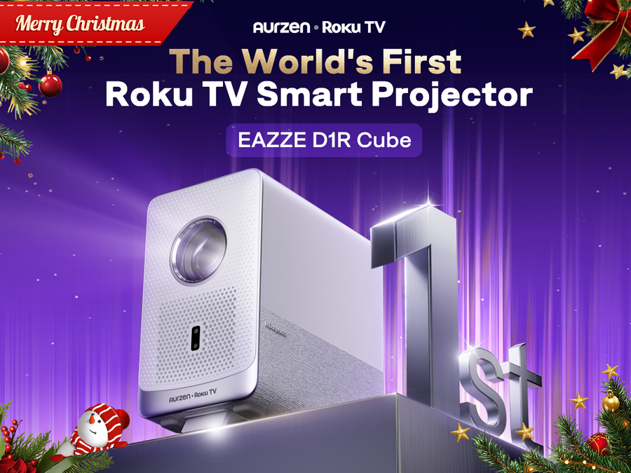 Aurzen EAZZE D1R Cube Roku TV Smart Projector | Home Theater Projector