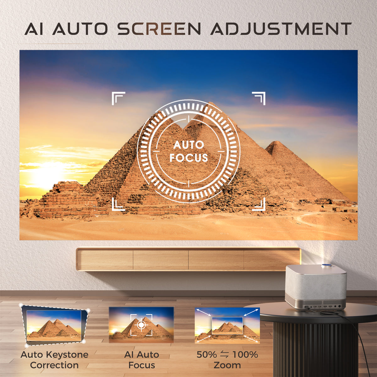 Aurzen BOOM 3 Gold Smart Projector | 1080P Home Theater | Portable ...